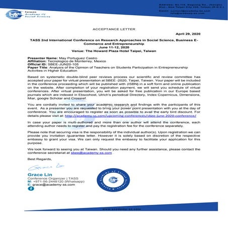 Acceptance letter sbee jun20 | PDF