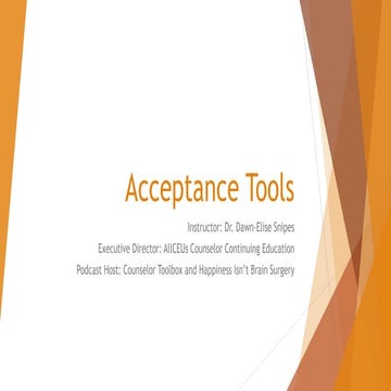 Acceptance Tools for Recovery from Anxiety, Addiction and Depression | PPTX