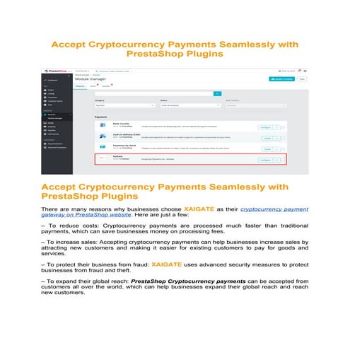 Accept Cryptocurrency Payments Seamlessly with PrestaShop Plugins | PDF