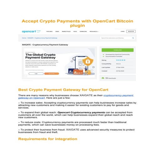 Accept Crypto Payments with OpenCart Bitcoin plugin | PDF