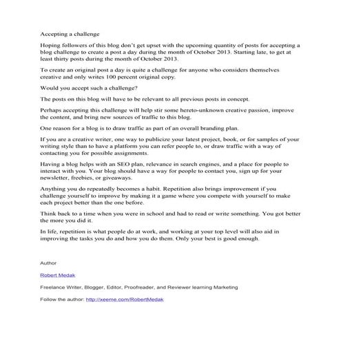 Accepting a challenge | DOC