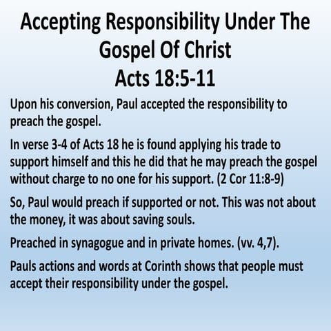 Accepting responsibility under the gospel of christ | PPTX