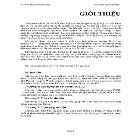 Bai 3: Giới Thiêu Microsoft Access (Tiếp theo) | PPTX