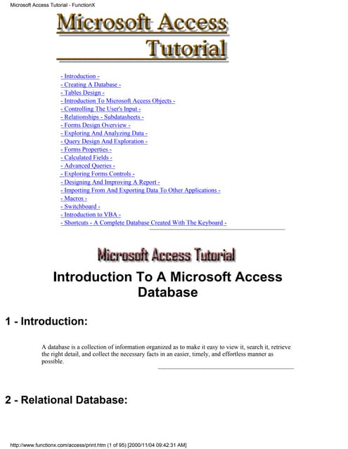 Introduction to ms access | PPTX | Databases | Computer Software and Applications