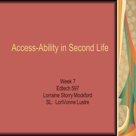 Access Ability And Second Life | PPT
