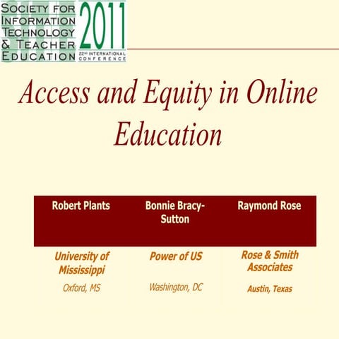 Access and Equity in Online Education | PPTX