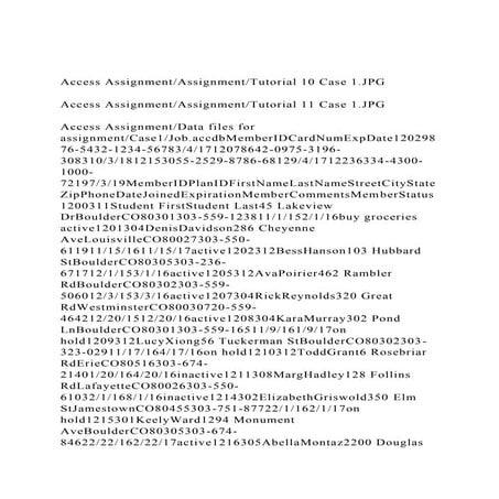 Access Assignmentassignmenttutorial 10 Case 1access Asdocx 7189