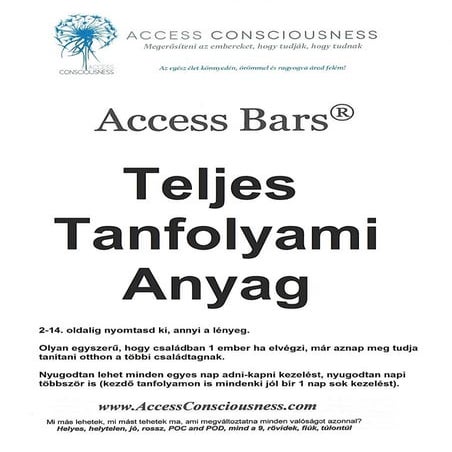 Access Bars Teljes Tanfolyami Anyag PDF Magyar | PDF