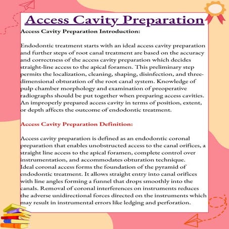Access opening in anterior teeth | PDF