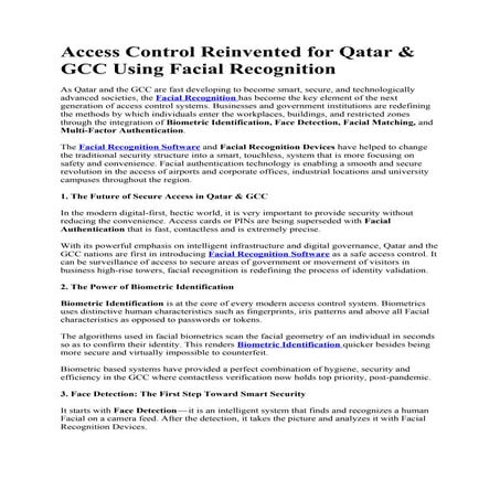 Redefine Access Control with Smart Turnstile Speed Gates across Qatar ...