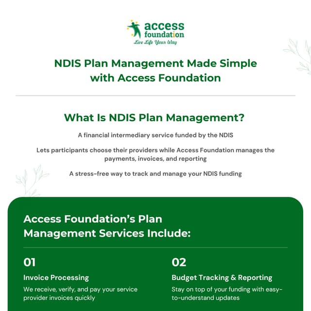 NDIS Plan Management Made Easy with Access Foundation | PDF