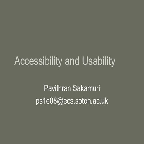 Accessibility And Usability | PPT