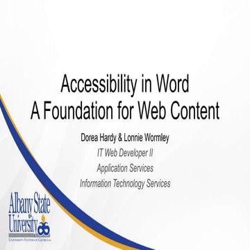 Accessibility in Word: A foundation for web content | PPTX