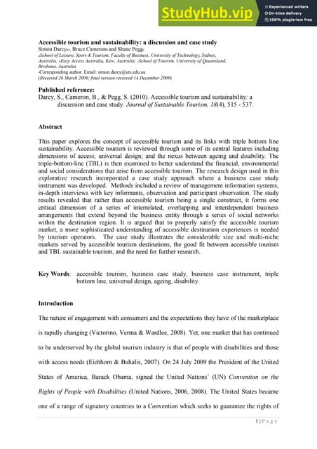 A Whole-Of-Life Approach To Tourism The Case For Accessible Tourism Experiences | PDF