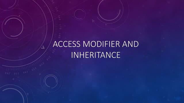 Java Access Modifiers And Inheritance Guide Ppt