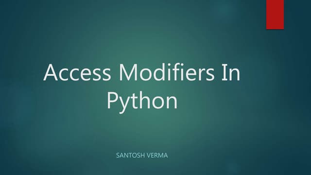Access Modifiers In Python Pptx Programming Languages Computing