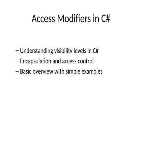 Access Modifiers Basic Presentation Pptx