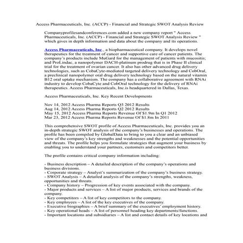 AstraZeneca plc: Company Analysis | PDF