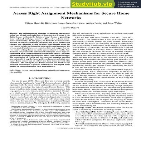 Access Right Assignment Mechanisms For Secure Home Networks | PDF