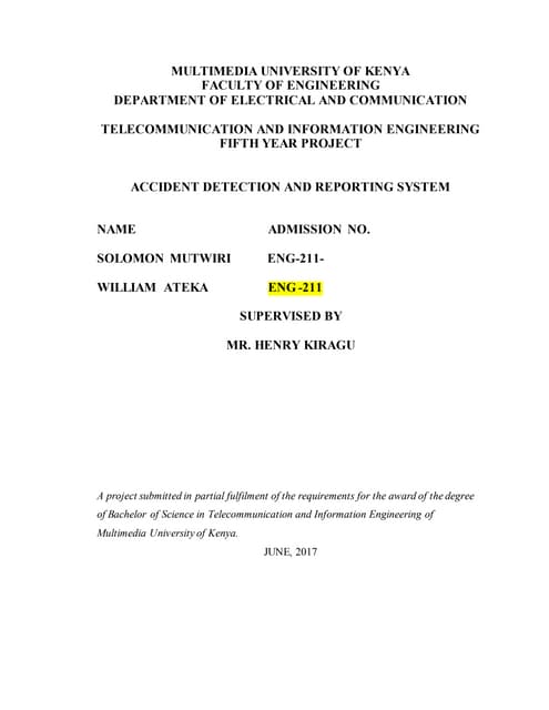 an IoT based automated accident alert system | PPT
