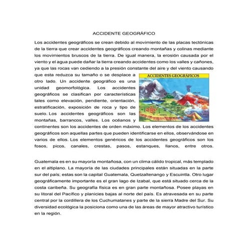 Hojas De Trabajo Sobre Accidentes Geográficos Y Masas De Agua