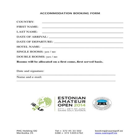 Accommodation booking form | PDF