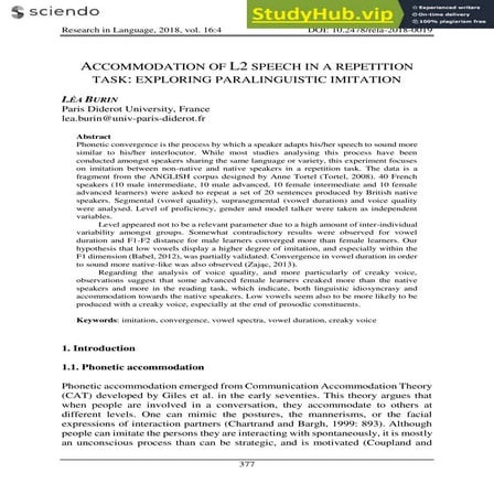 Accommodation Of L2 Speech In A Repetition Task Exploring ...