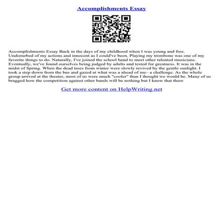 Accomplishment Essay | PDF