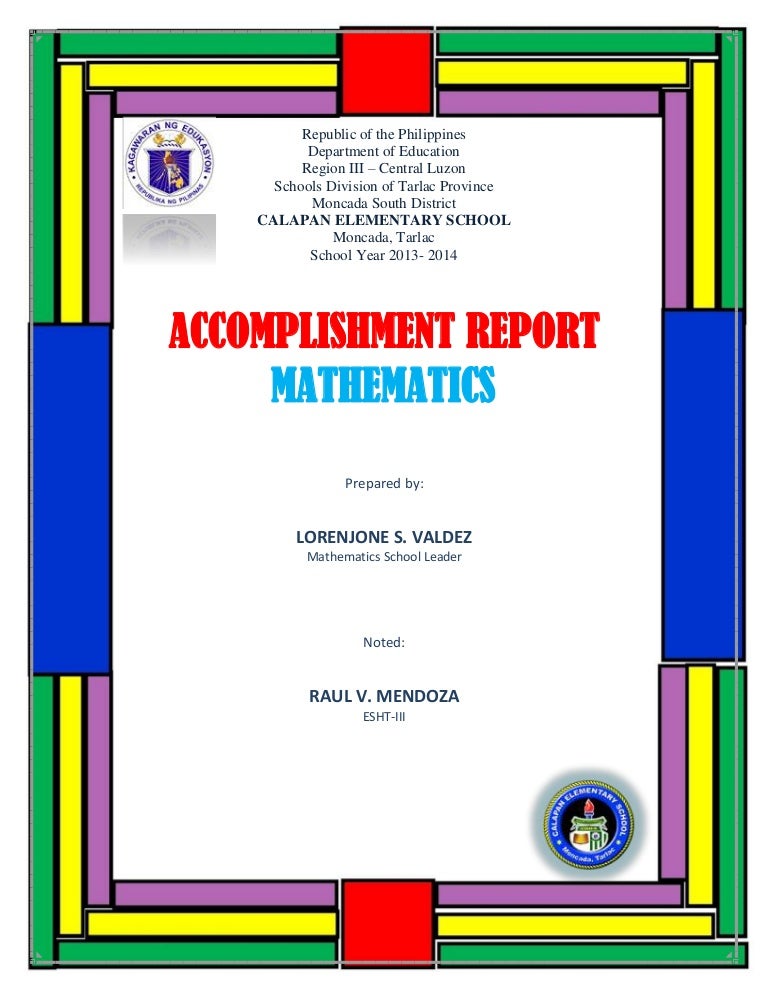 Accomplishment Report Math Accomplishment Report Math