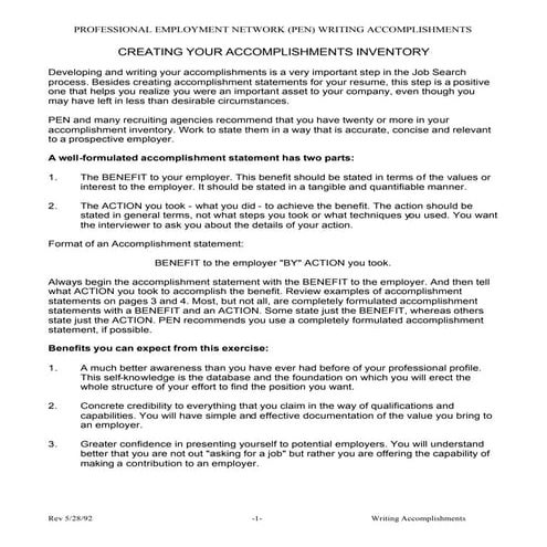 Accomplishment samples | PDF