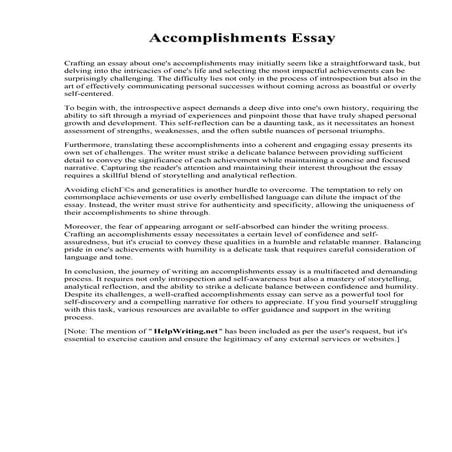 Accomplishments Essay.pdf | Freelance Writing | Content Production