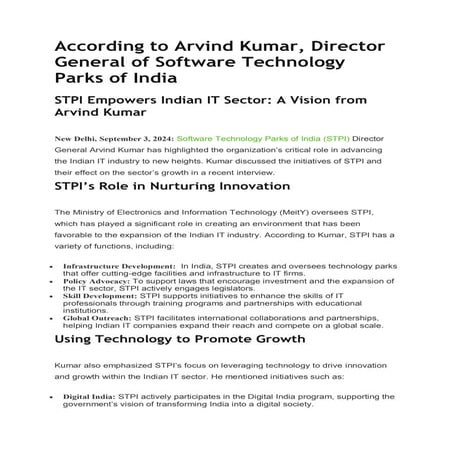 According to Arvind Kumar, Director General of Software Technology Parks of India.pdf