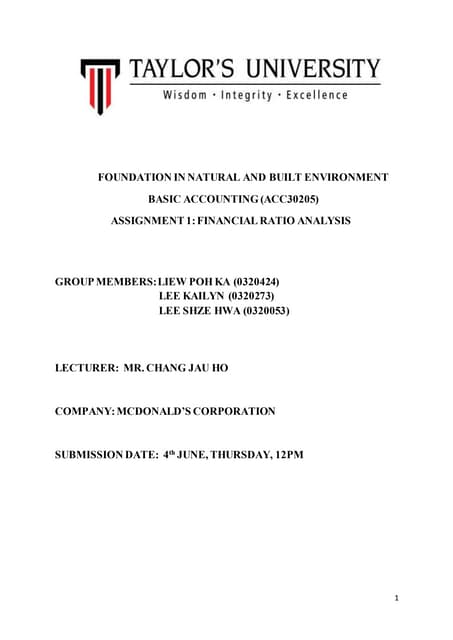 Financial statement analysis project | DOCX