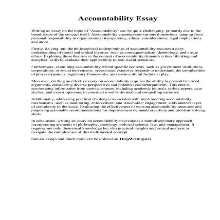 Accountability Essay. Trinity Baptist College | PDF