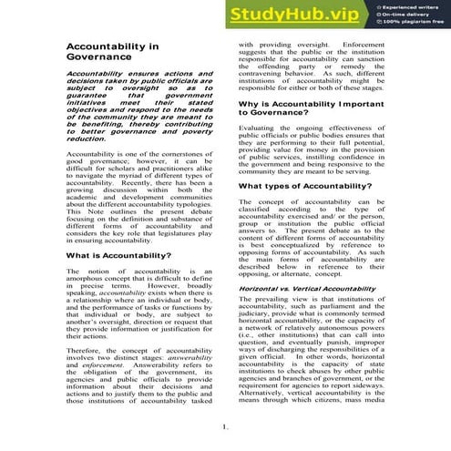 Accountability In Governance | PDF