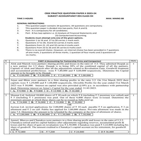Accountancy-PQ Sample paperClass 12 2025-26 | PDF