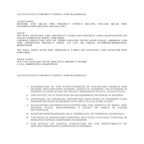 Project topics & project materials | DOCX