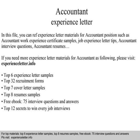 Accountant experience letter | PPT
