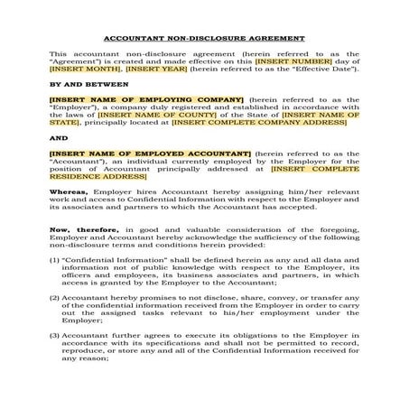 ACCOUNTANT NON DISCLOSURE AGREEMENT | PDF