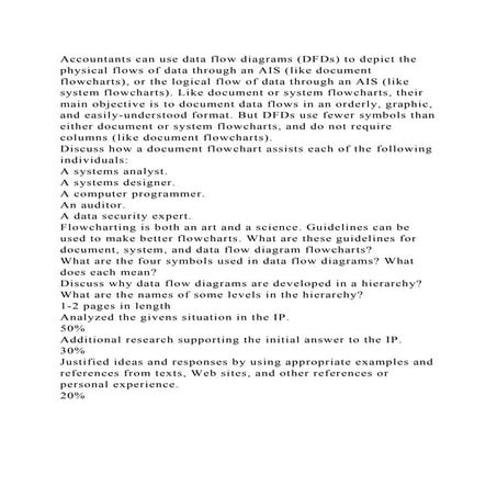 Accountants can use data flow diagrams (DFDs) to depict the physical.docx | Computing ...