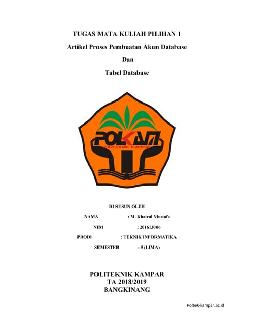 Pembuatan tabel pada database untuk KHS | DOC