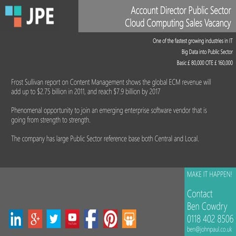 Account Director Public Sector Cloud Computing Sales Vacancies | PPTX