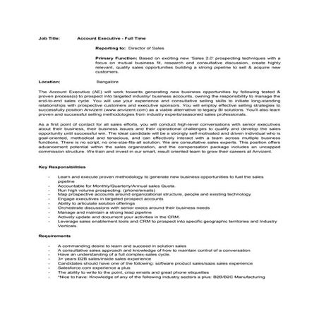 Job Description: Account executive | DOC | Sales | Business