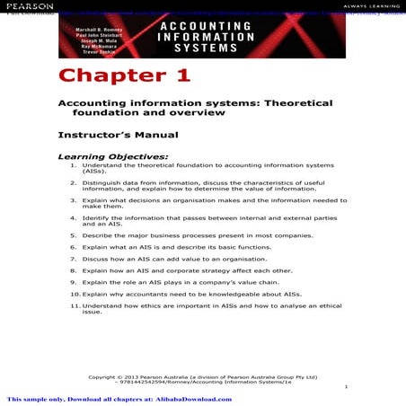 Accounting Information Systems Australasian 1st Edition Romney ...