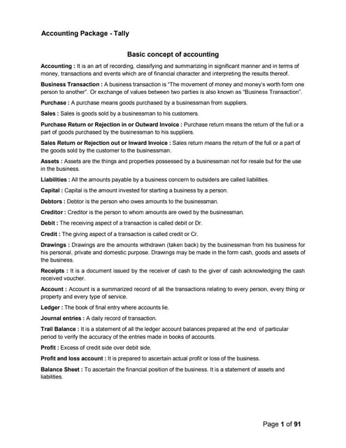 Basic tally notes | PDF | Stocks and Bonds | Personal Investing