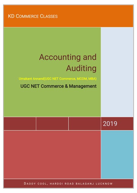 Accounting And Auditing Ugc Net Commerce Pdf Business Accounting