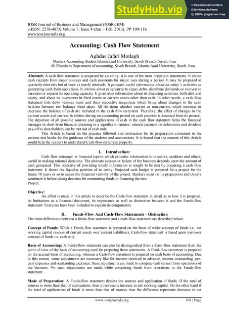 Comparative Study Of Cash Flow Statemen | PDF