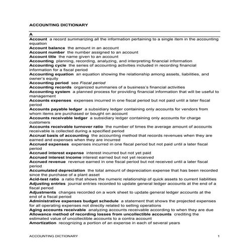 Accounting dictionary | PDF