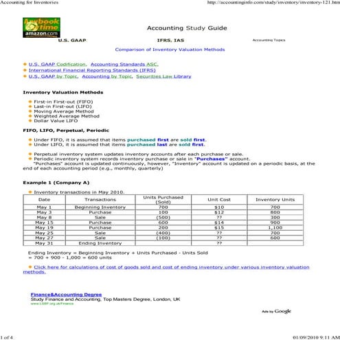 Accounting for inventories | PDF