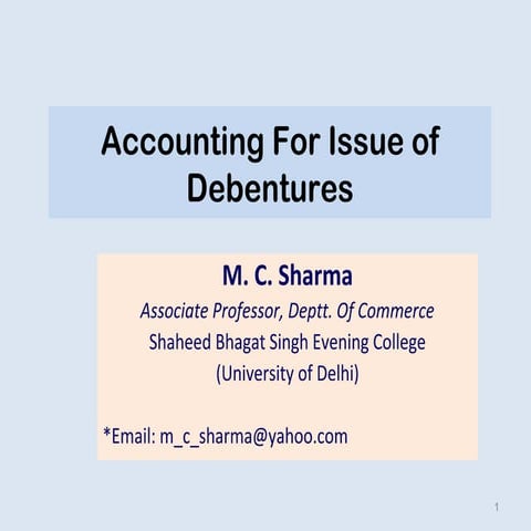 Accounting for issue of debentures | PPT